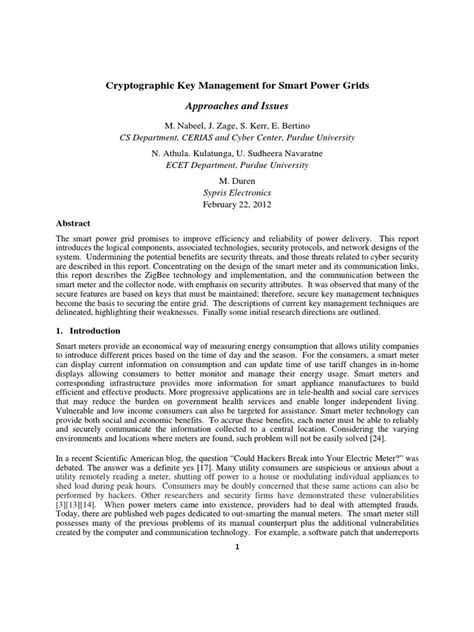 Cryptographic Key Management For Smart Power Grids Approaches And Issues Pdf Encryption