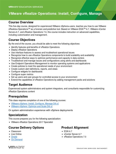 Edu Datasheet Vmware Vrealize Operations Install Configure Manage V73