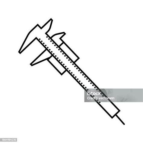 버니어 게이지 도구 작업 라인 아이콘 벡터 일러스트 레이 션 계기판 측정기에 대한 스톡 벡터 아트 및 기타 이미지 계기판