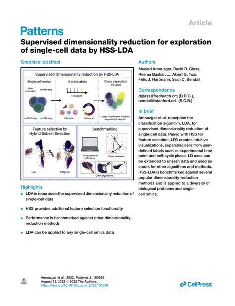 Pdf Supervised Dimensionality Reduction For Exploration Of Single Cell Data By Hss Lda