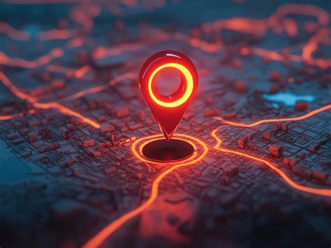 Dynamic Geospatial Map With Location Intelligence Glowing Neon Map Pin Technology Background
