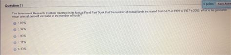 solved question 31 6 points save answ the investment