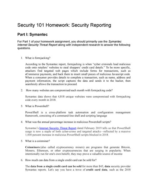 Security Reporting And Threats Symantec Study Studocu