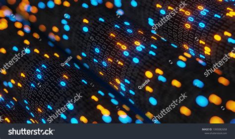 abstract blue orange digital binary code stock illustration 1395082658