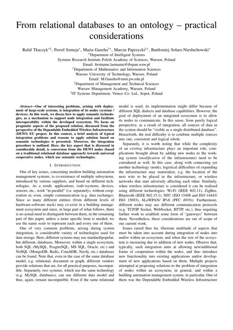 Pdf From Relational Databases To An Ontology — Practical Considerations