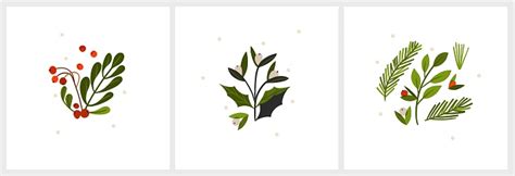 꽃다발 열매와 녹색 잎 배열의 크리스마스 수채화 세트 장식용 크리스마스 축제 새해 초대장 또는 인사말 카드에 적합한 손으로 그린 수채화 요소 0명에 대한 스톡 벡터 아트 및