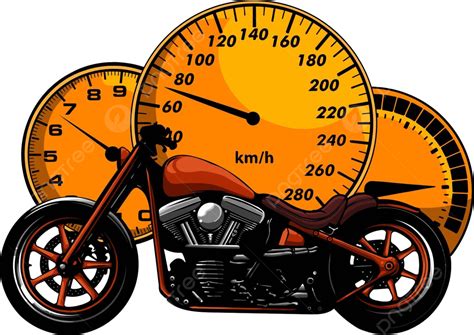 Custom Motorcycle With Speedometer Vector Illustration Design