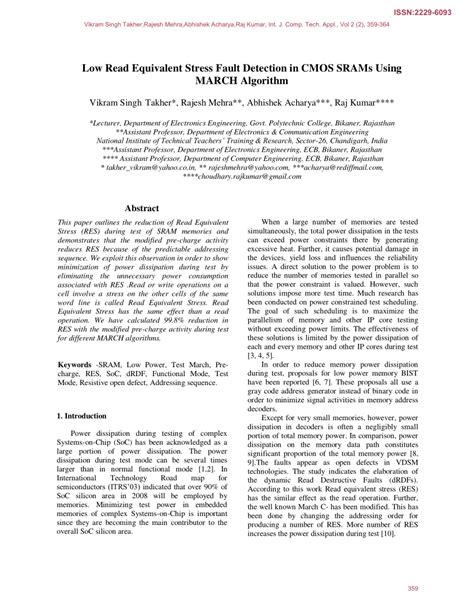 Pdf Low Read Equivalent Stress Fault Detection In Cmos Srams Using