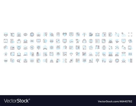 Big Data Analysis Line Icons Set Analytics Vector Image