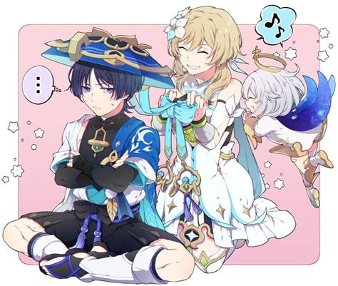 Lumine Paimon Scaramouche And Wanderer Genshin Impact Drawn By T Petar Danbooru