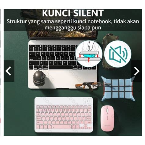 Jual 10 Inch 3 In 1 Wireless Bluetooth Keyboard Mouse Set Lightweight Portable Shopee Indonesia