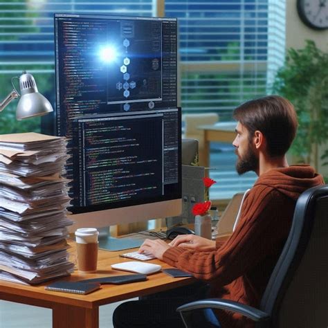 Full Stack Developer In Action Premium Ai Generated Image