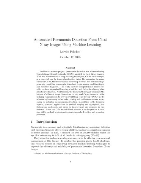 PDF Automated Pneumonia Detection From Chest X Ray Images Using Machine Learning