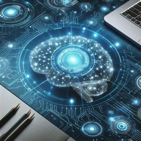 Illustration Artificial Intelligence And Machine Learning Concept Modern Technology Stock