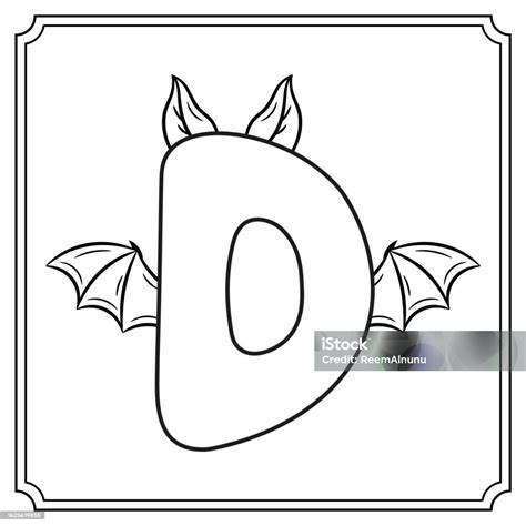 할로윈 영어 알파벳 문자 D 귀여운 박쥐 테마 스케치 색칠 공부에 대한 스톡 벡터 아트 및 기타 이미지 공부 공포 무서움 공휴일 Istock
