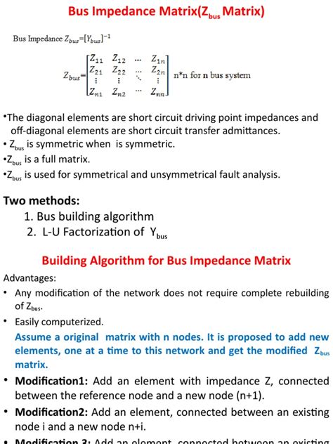 z bus matrix pdf matrix mathematics electrical impedance