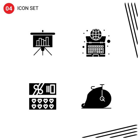 Set Of Vector Solid Glyphs On Grid For Presentation T Report Internet Love Editable Vector