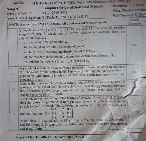 Jntuh Cse R18 2nd Year 1st Semester Cosm Question Paper