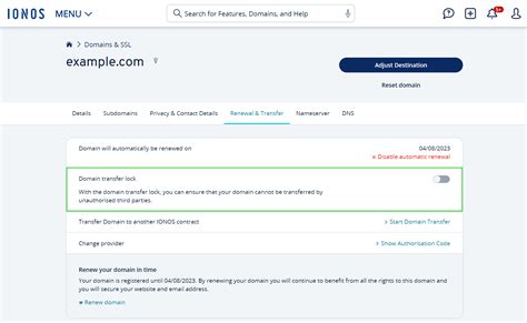 Disabling The Domain Transfer Lock With Ionos Ionos Help