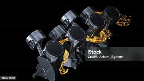 수리에 윤 활 유 오일을 가진 자동차 엔진의 3d 그림 모터 오일의 윤 활 개념 3차원 형태에 대한 스톡 사진 및 기타 이미지