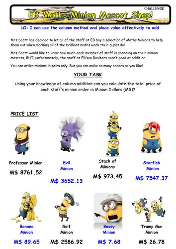 Decimal Column Addition Teaching Resources