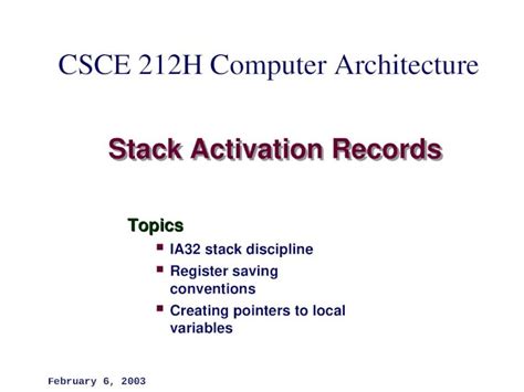 ppt stack activation records topics ia32 stack discipline register saving conventions creating
