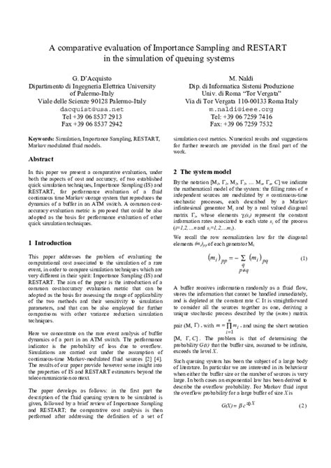 pdf a comparative evaluation of importance sampling and restart in