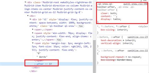 Css Override Quill Toolbar S After Selector Stack Overflow