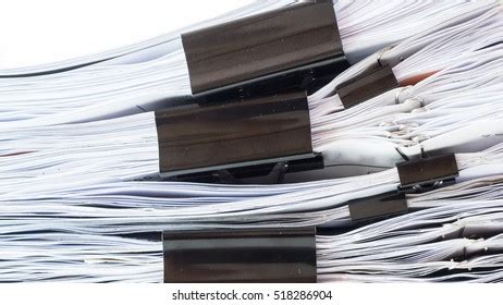 Stack Paper Documents Clip Pile Unfinished Stock Photo