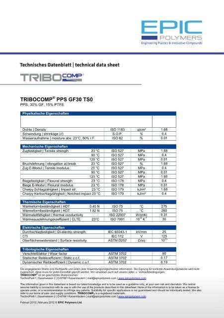 Tribocomp Pps Gf30 Ts0 Epic Polymers
