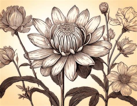 Ai Generated A Vintage Botanical Illustration In Browns Featuring A