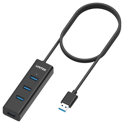 Unitek 4 Port USB 3 0 Hub Long Cable 48 Inch With Micro USB Charging Port Fast Data Transfer