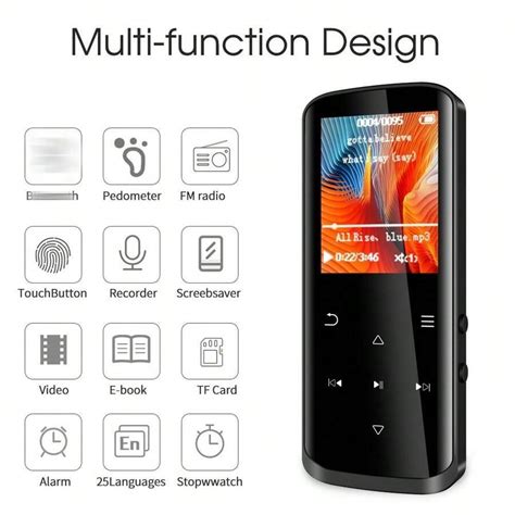 Portable Hi Fi MP3 Player With Lossless Sound QualityBuilt In Speakers FM Radio Touch Keys