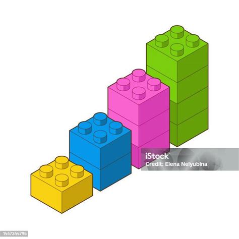 다이어그램 장난감 빌딩 블록 어린이를위한 벽돌 벡터 아이소메트릭 그림입니다 컬러 벽돌은 흰색 배경에 격리되어 있습니다 블럭에 대한 스톡 벡터 아트 및 기타 이미지 Istock