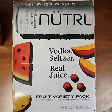 Nutrl Vodka Seltzer Fruit Variety 355ml Can 8 Pack Top Shelf Liquor Ithaca