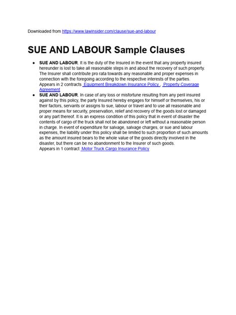 Law Insider Sue And Labour Clause Pdf