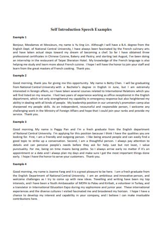 FREE 14 Self Introduction Speech Sample PDF MS Word