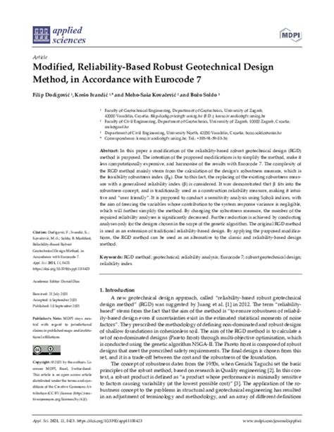 Pdf Modified Reliability Based Robust Geotechnical Design Method In Accordance With Eurocode 7