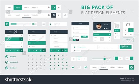 Pack Flat Design Ui Kit Vector Stock Vector Royalty Free Shutterstock