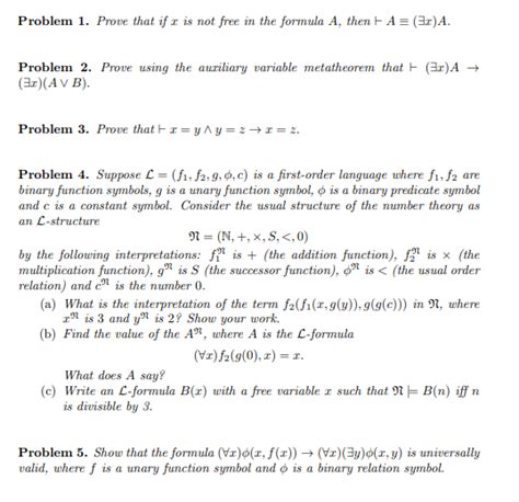 Solved Problem 1 Prove That If R Is Not Free In The Formula Chegg Com