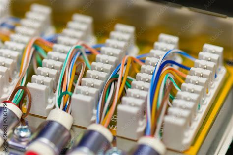 Patch Panel With Connected Twisted Pair Wires To Connect An Ethernet Signal In