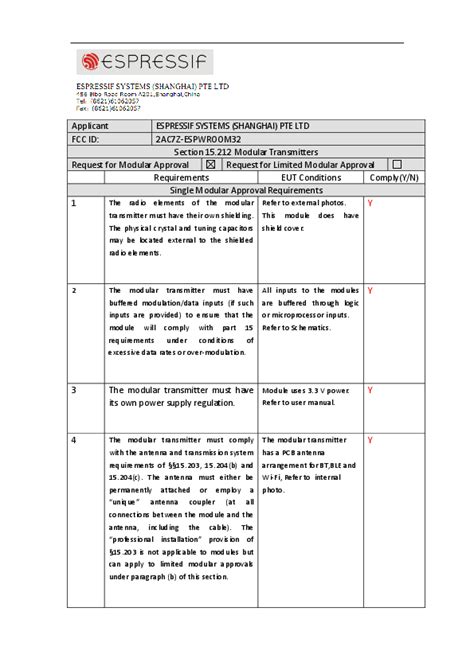 Espressif Systems Shanghai Pte Ltd China Esp Wroom 32
