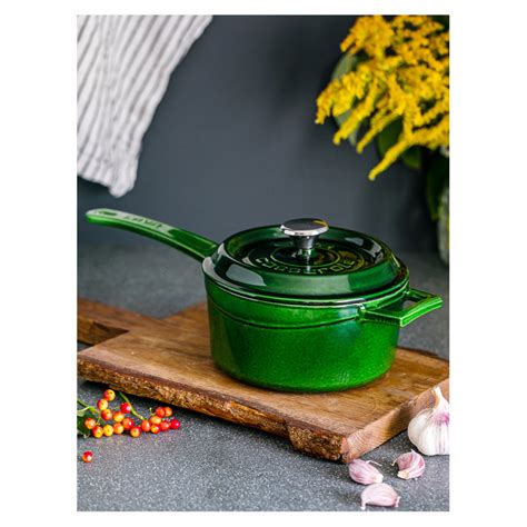 Ковш с крышкой LAVA d16 см, 1,3 л, чугунный, зеленая - купить за 21520 ...