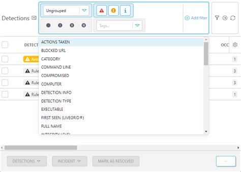 Filters And Layout Customization Eset Inspect Eset Online Help
