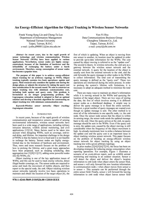 Pdf An Energy Efficient Algorithm For Object Tracking In Wireless Sensor Networks