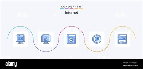 Internet Blue 5 Icon Pack Including Sharing Interface Error Technology Radar Stock Vector