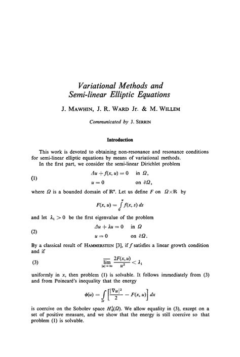 Pdf Variational Methods And Semi Linear Elliptic Equations