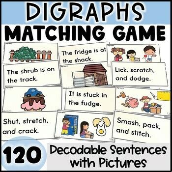 Digraphs Matching Game Decodable Sentences With Pictures Matching