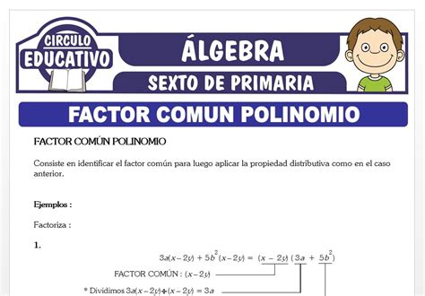Ejercicios De Factor Comun Polinomio Para Sexto De Primaria Fichas Gratis