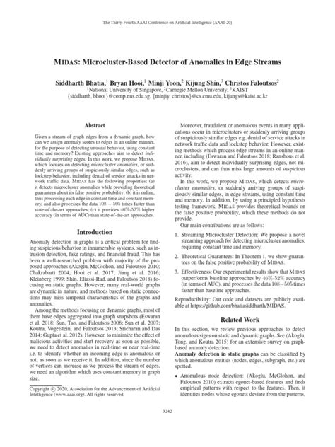 20 Aaai Midas Microcluster Based Detector Of Anomalies In Edge Streams Pdf Vertex